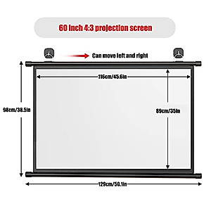 LISSY 60"/72" Projector Screen Manual Pull Down Projection Screen HD Wall-Mounted Movie Screen Home Theater Projector Screen Wrinkle-Free (Size : 60inch-4:3)