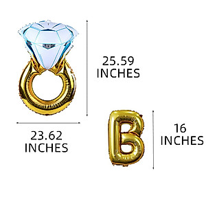 AnnoDeel 16inch Diamond Gold Letter Balloons, BRIDE TO BE Letter Foil Balloons for Wedding Party Bride Decorations Supplies