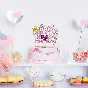 Maicaiffe A Little Princess is on Her Way Cake Topper, Gender Reveal Party - It's a Girl - Girl First Birthday Party Cake Decorations Pink Glitter
