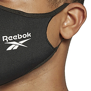 Reebok Standard Face Mask, 3 Pack, Black, Small