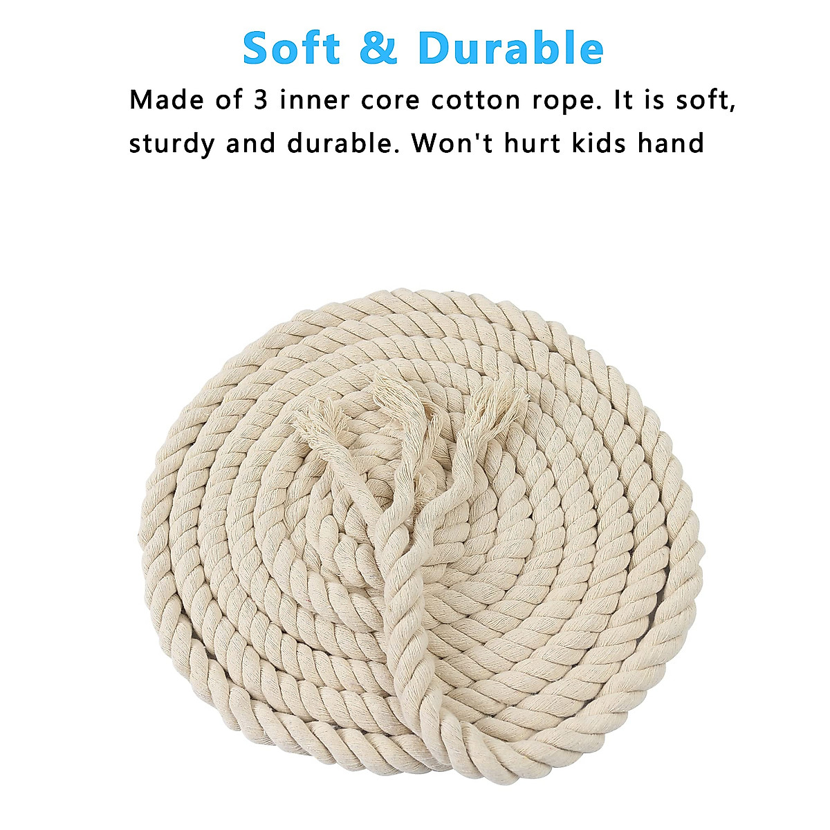 Tug of War Rope for Kids and Adults, Natural Twisted Cotton Rope, Outdoor Games Set Perfect for Carnival Team Building Activities, Field Day Family Reunion Birthday Party Game, Outside Yard Lawn Games