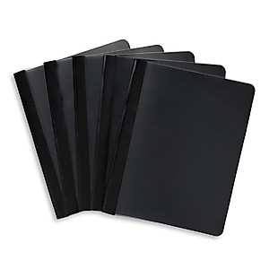 Blue Summit Supplies 25 Black Plastic Report Covers with Prongs, Black 3 Prong Clear Front Report Cover for Presentation, Document, and School Use, 0.42mm PP Plastic, Bulk 25 Pack
