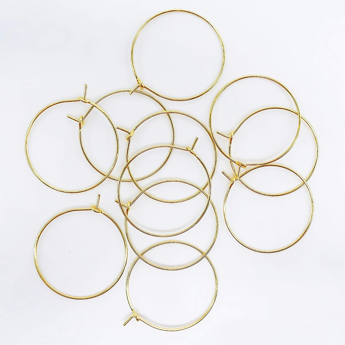 TOAOB 100pcs Wine Glass Charm Rings 25mm Gold Plated Open Earring Beading Hoop Party Favor