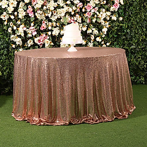Poise3EHome 50 Inch Round Rose Gold Sequin Tablecloth for Party Cake Dessert Table Exhibition Events