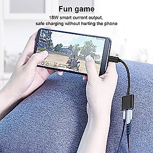MOSWAG 2in1 USB C to 3.5mm Audio Adapter with Type C PD 18W Charging for Audio Stereo USB C to 3.5mm Headphone Jack Adapter Compatible with Samsung S20 S20 Ultra/Google Pixel 5 4 4 XL 3 3 XL