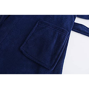 E.W Apparel Kids Boys Girls Hooded Towelling Bathrobe Dressing Gown 100% Cotton Terry Towel Soft Terry Cloth Robe 5-16 Years(Navy,7-8 Years), 2022-09-13