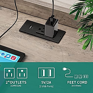 YITAHOME Farmhouse Nightstand with Charging Station, Night Stands with Drawer for Bedroom, Bedside Table with Lip for Small Space, End Side Table with USB Ports and Outlets, Set of 2, Grey