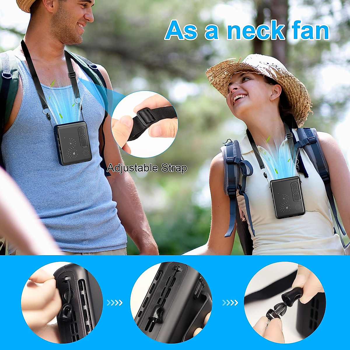 Waist Fan, 3 Speeds Body Fan with 13H Working Time, Rechargeable Under Shirt Fan, 5000RPM Strong Airflow, Wearable Belt Fan Clip on Waist Portable Cooling Fan for Jobsite Farm Gardening Outdoors