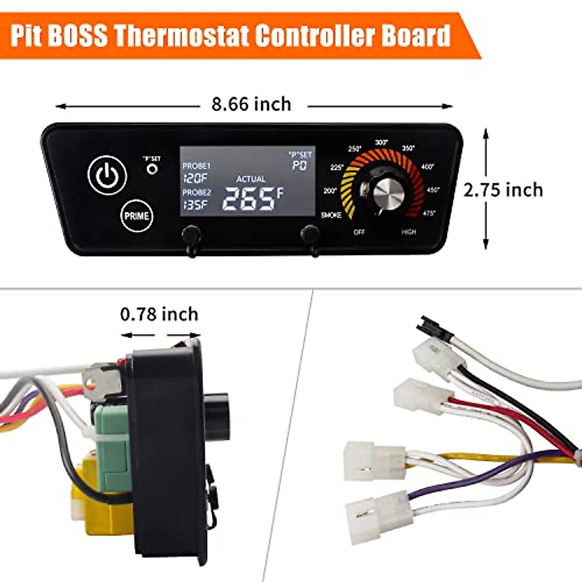Digital Controller Board Repalacement Parts,Compatible with Pit Boss Wood Pellet Gill Classic Austin XL/Tailgater/Whiskey Still,with Meat Probe and Temperature Sensor.