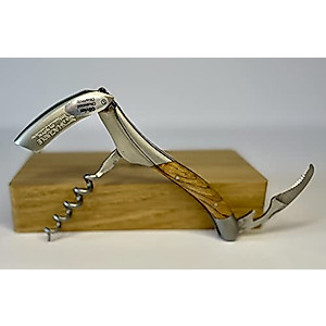 Laguiole En Aubrac Sommelier DeLuxe No 8 Waiter's Corkscrew, Bee Edition Olive Wood Handle, Wine Opener With Foil Cutter & Bottle Opener | Special Crafting Along The Luxury Corkscrew