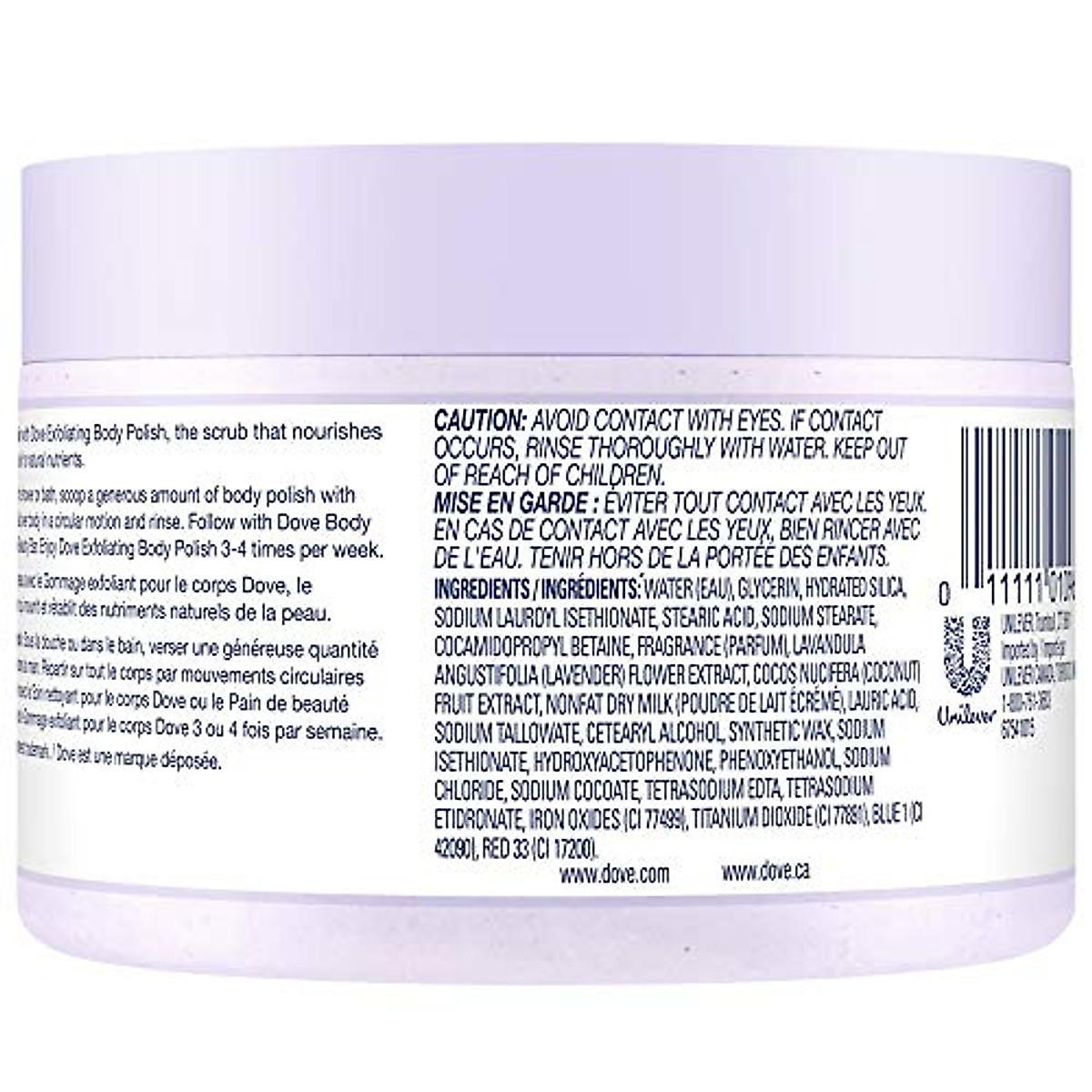 Dove Exfoliating Body Polish Body Scrub Crushed Lavender & Coconut Milk 10.5 oz