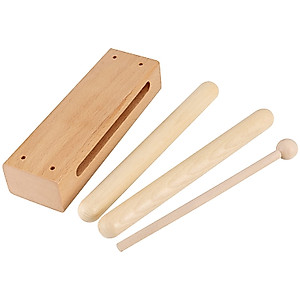 SEHOI 2 Pack 7 Inches Wood Rhythm Block, Musical Wood Block Percussion Instrument with Mallet, Solid Hardwood Percussion Rhythm Blocks for Creating Loud and Resonant Tone