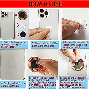 QYHOO Phone Ring Holder Finger Kickstand, Folding 360° Rotation Ultra-Thin Metal Grip for Magnetic Car, Mount Desktop, Compatible with iPhone, All Smart Phones, Tablets (Silver)