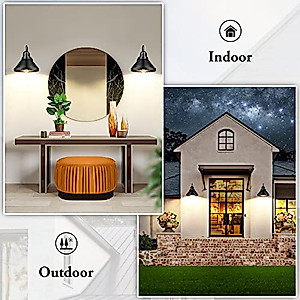 Brightever Gooseneck Outdoor Light Fixtures, 2-Pack Farmhouse Barn Lights for Porch, Industrial Black Exterior Wall Sconce for Garage, Patio, E26 Base Anti-Rust, Bulb not Included