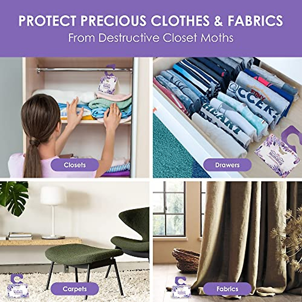 MothMag Moth Traps for Clothes, Closets, Fabrics, and Carpets, Clothes Moth Traps, Closet Moth Traps,Clothing Moth Pheromone Traps, Mothballs Alternative, How to Get Rid of Moths in House