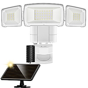 AmeriTop Solar Lights Outdoor, 2 Pack 189 High Brightness LED Cordless Solar Motion Sensor Lights; 4 Heads, 270°Wide Angle Illumination, IP65 Waterproof, Security Flood Light(Daylight)