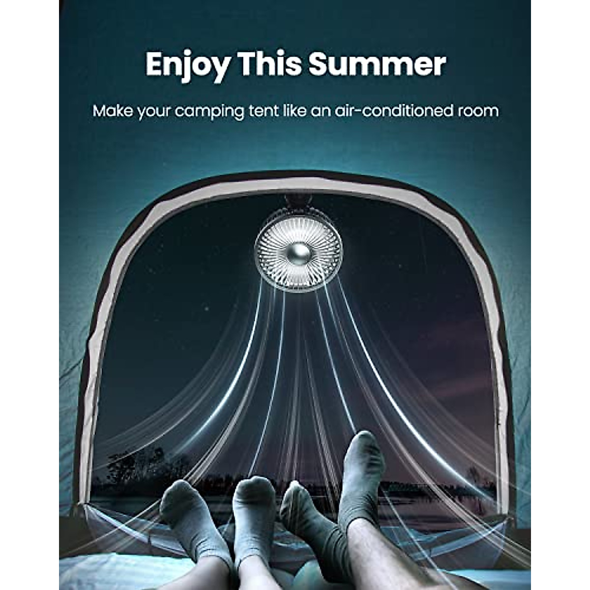 Gaiatop Baby Stroller Fan, 4000mAh Oscillating Mini Portable Fan with Lights, 4 Speeds Battery Operated 360° Rotate Flexible Tripod Small Clip On Fan Handheld Desk Fan for Car Seat Crib Travel Black