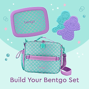 Bentgo® Kids Lunch Bag - Durable, Double-Insulated Lunch Bag for Kids 3+; Holds Lunch Box, Water Bottle, & Snacks; Easy-Clean Water-Resistant Fabric & Multiple Zippered Pockets (Mermaid)