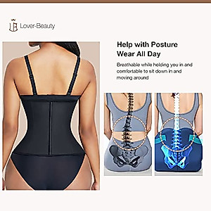 Lover-Beauty Waist Trainer for Women Latex Corsets Waist Cincher Workout Girdle Hourglass Body Shaper (Medium, Black)