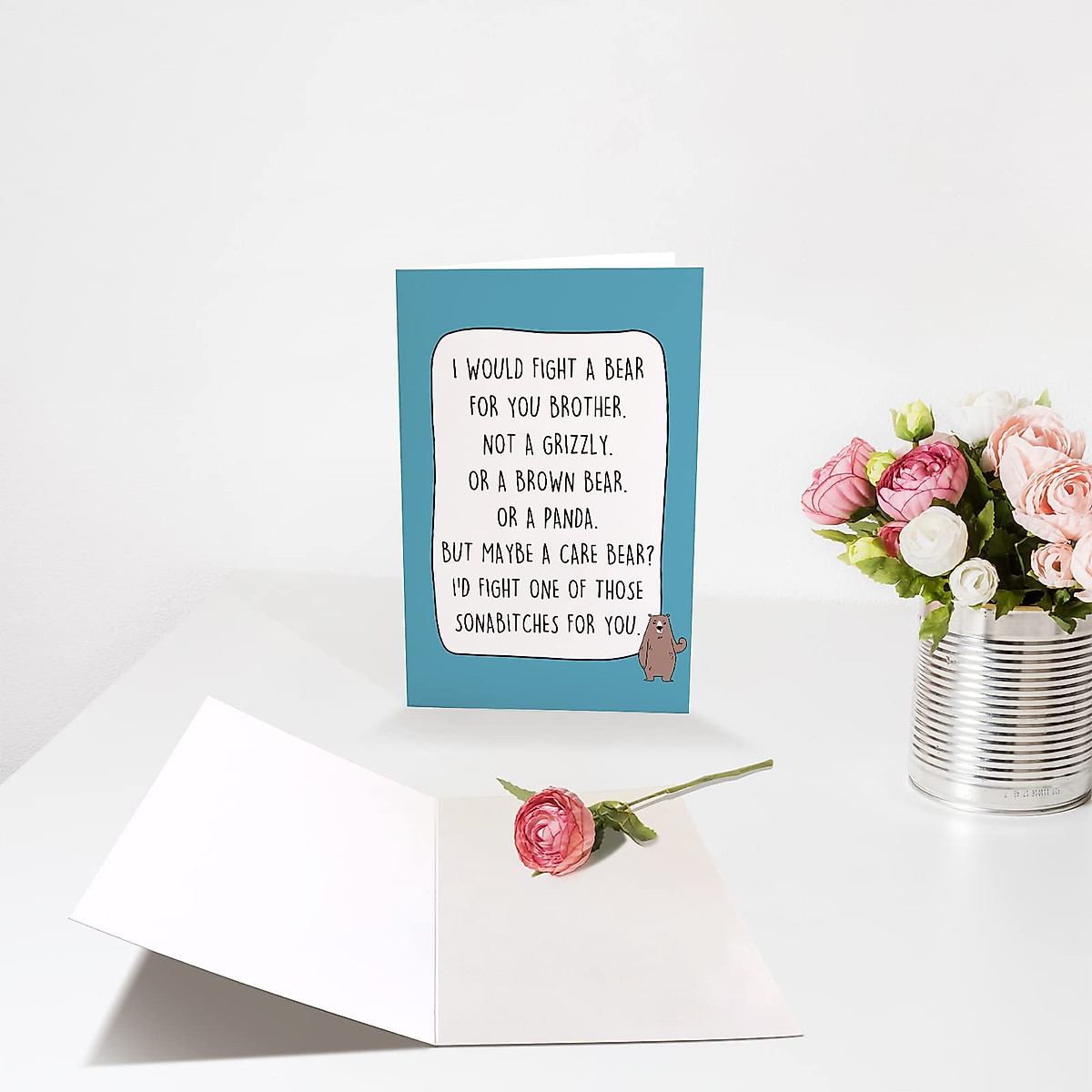 Chenive Funny Brother Birthday Card, Birthday Card for Brother, Bro Bday Greeting Card, I Would Fight A Bear For You Brother Card