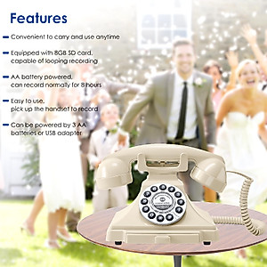 Audio Guest Book Phone Audio GuestBook Weddings Phones Record Customized Audio Messages Guest Book Alternatives Classic Retro Phone for Parties Birthdays Rentals Confessions Special Occasions (Beige)