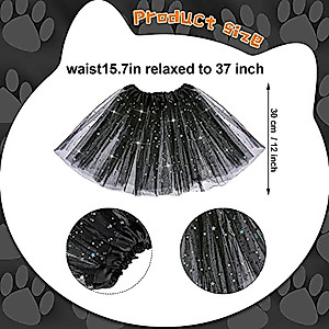 Hotop 4 Pcs Black Cat Costume Set Girls Cat Cosplay Costume Cat Ears Headband Tail Bowtie Black Tutu Skirt for Kitty Halloween Costume Dress up Party