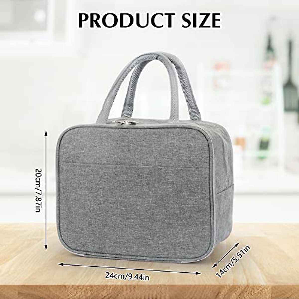 Toplive Lunch Bag, Reusable Insulated Lunch Bag, Waterproof Cooler Tote Meal Prep Lunch bag for Men & Women Work, Cute Lunch Cooler Bento Boxes Bags with Thickened aluminum Foil, Gray