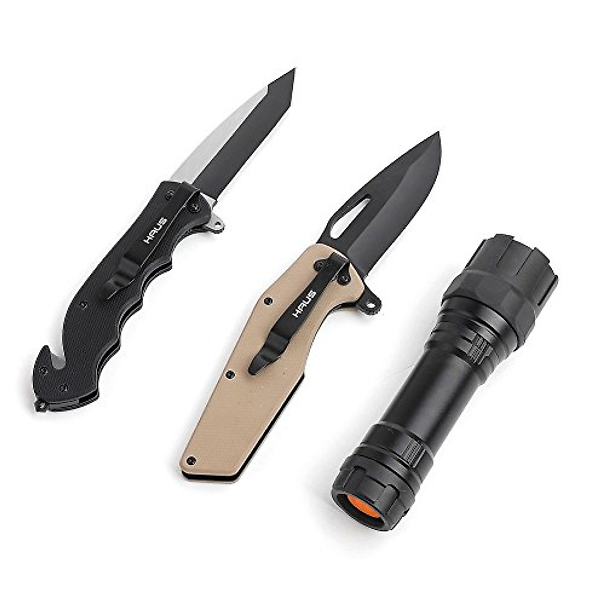 PDTXCLS Aeiniwer HAUS Folding Knife and Flashlight 3-Pc Set