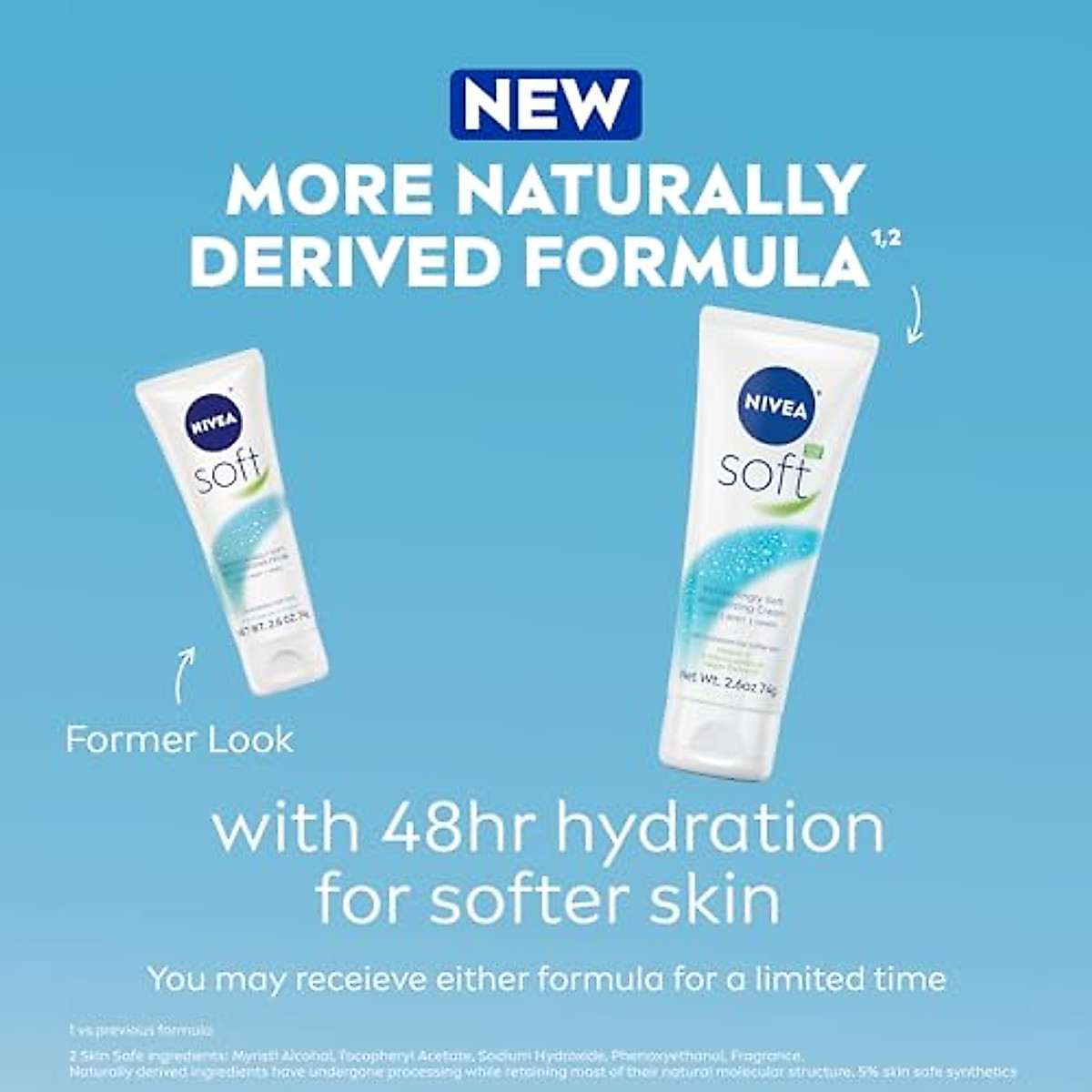 NIVEA Soft Refreshingly Soft Moisturizing Cream, Lightweight Moisturizer for Face, Body and Hands, Body Cream Enriched with Jojoba Oil and Vitamin E, 2.6 Oz Tube, Pack of 3