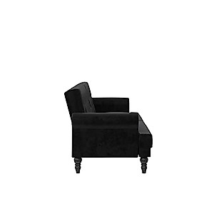 Novogratz Cassidy Upholstered Futon, Black Velvet