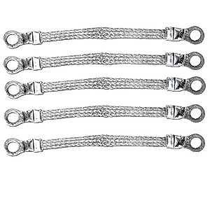 4" x 1/4" Braided Ground Straps (1/4" Ring to 1/4" Ring)-5pcs | Made in USA