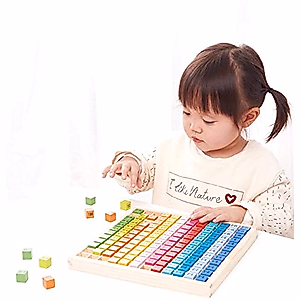 CICITOYWO Multiplication Table, Montessori Trays Times Puzzles, Wooden Cube Toys 1-100 Numbers Blocks Manipulatives Preschool Learning Math Chart Counting Toy for Kids Toddlers Kindergarten (Macaron)