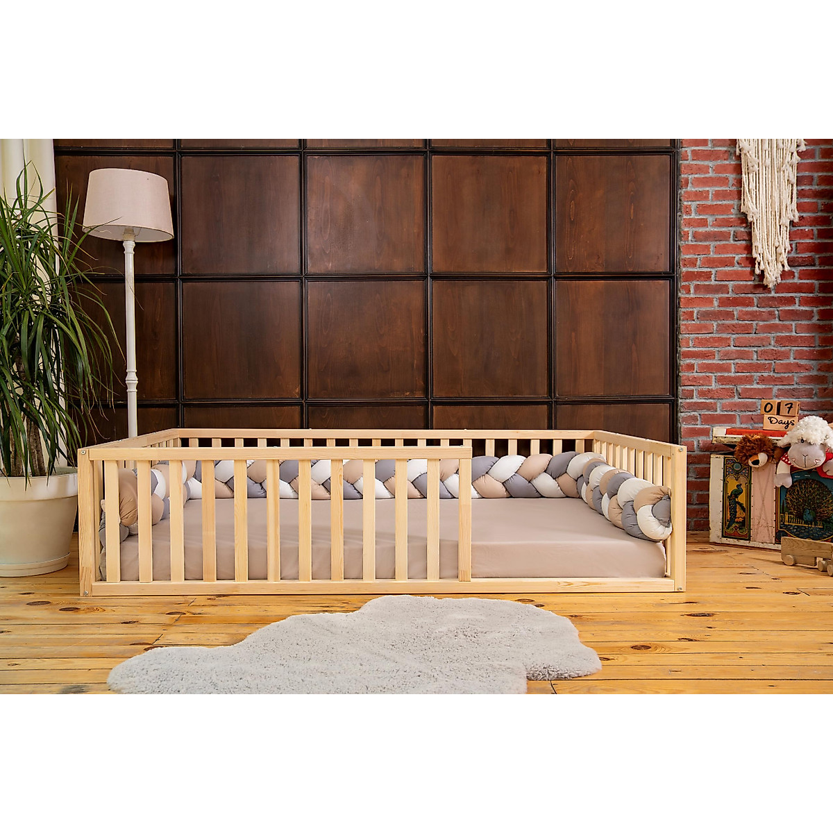 Montessori Floor Bed Twin Size 39x75" / Height 18.9'' | Pine Tree Toddler Bed Frame, Wood Bed Frame | Gift For Kids Room Decor (Twin)
