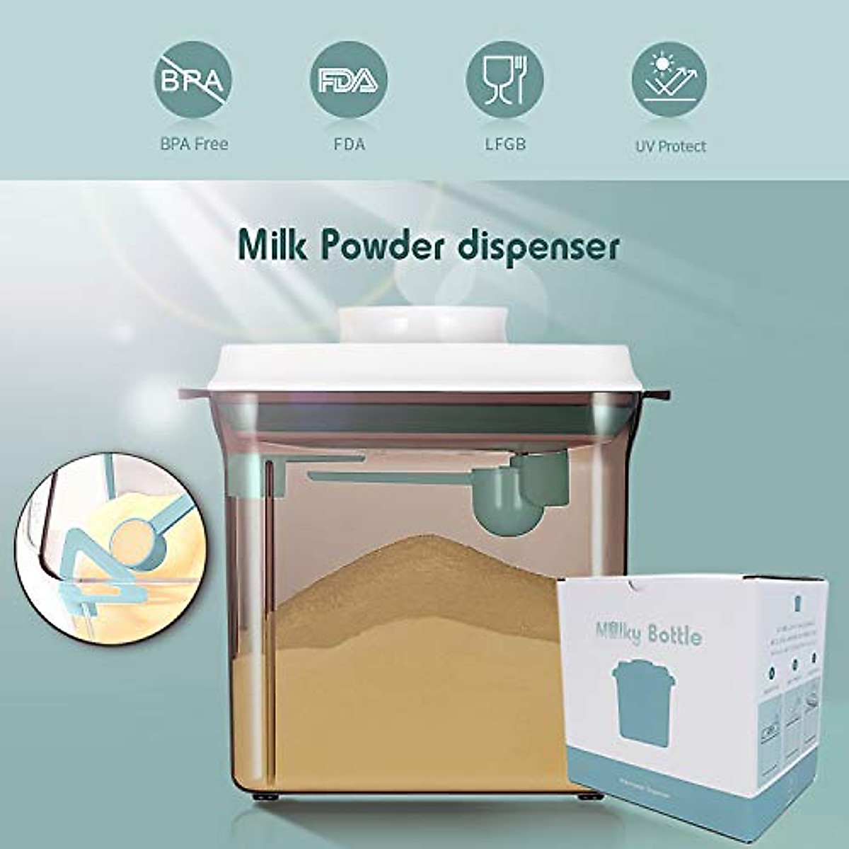 Milky Bottle Milk Powder Formula Dispenser Container with Scraper Airtight 600g 1700ml