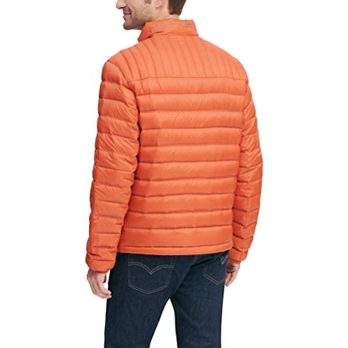 Tommy Hilfiger Men's Real Down Insulated Packable Puffer Jacket, Orange, X-Large