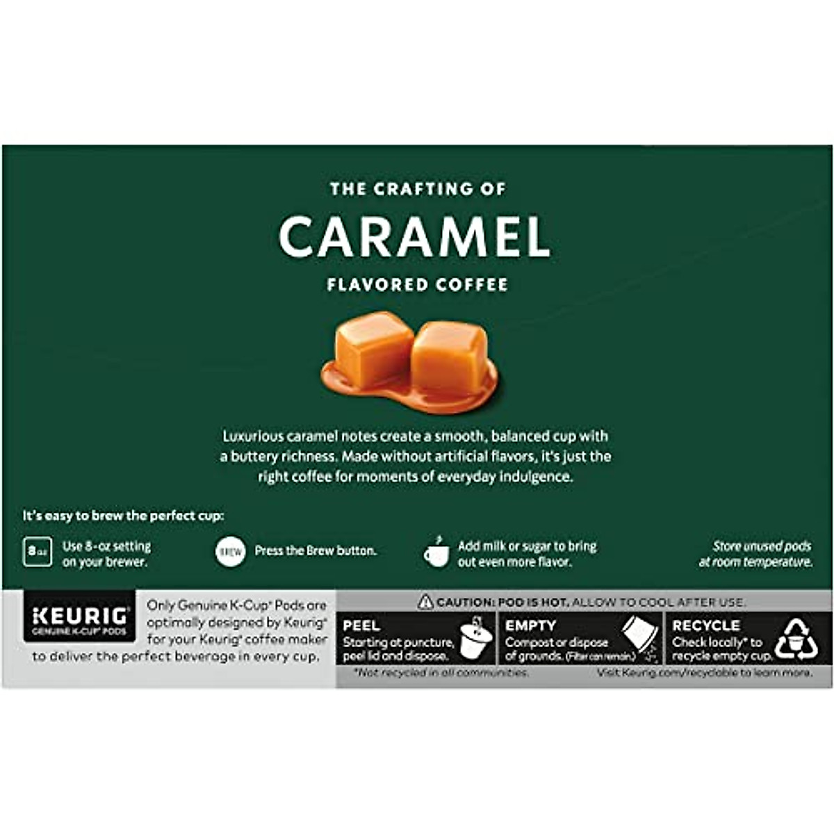 Starbucks Flavored Coffee K-Cup Pods, Caramel Flavored Coffee, Made without Artificial Flavors, Keurig Genuine K-Cup Pods, 10 CT K-Cups/Box (Pack of 2 Boxes)