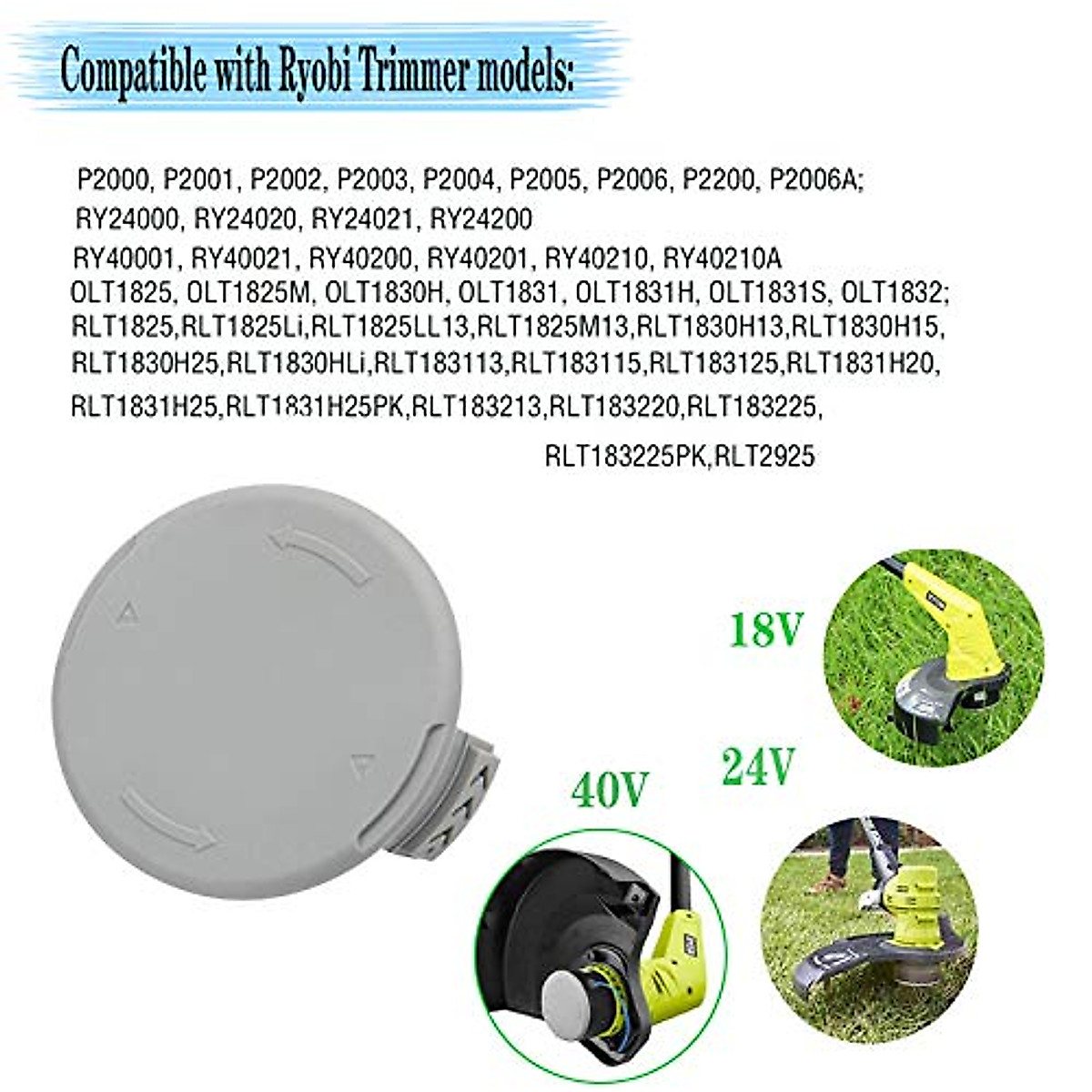 BOOTOP PIN AC14HCA Spool Cap, 522994001 One+ Replacement Spool Cap Compatible with Ryobi 18V, 24V, 40V Cordless Trimmers, Spool Cover 993373001 for P2000 P2005 P2006 RY24021 Weed Eater Parts