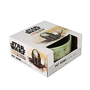 STAR WARS The Mandalorian Baby Yoda Ceramic Dog Bowl, 3.5 Cups | Meal Time Dog Food Bowl, Green Dog Bowl with Baby Yoda | Dog Water Bowl for Dry Food or Wet Food,1 Count (Pack of 1),FF16627