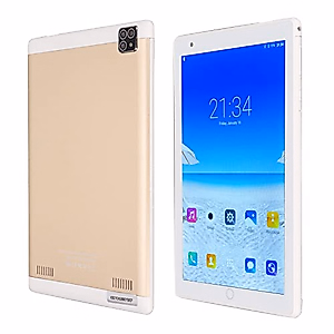 Soraz Tablet, Alloy Glass Portable Tablet 4GB 64GB Dual SIM Mode High Pixels for Outdoor for Indoor for Travel (Gold)
