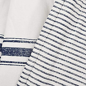 Lush Decor Farmhouse Stripe Throw - Reversible Ticking Pinstripe Design Blanket, 50" x 60", Navy