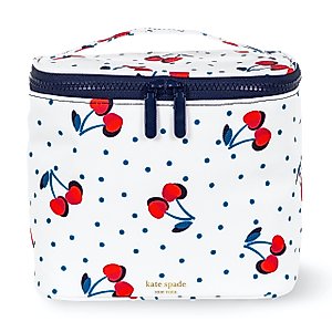 Kate Spade New York Insulated Lunch Tote, Small Lunch Cooler, Cute Lunch Bag for Women, Thermal Bag with Double Zipper Close and Carrying Handle, Vintage Cherry Dot