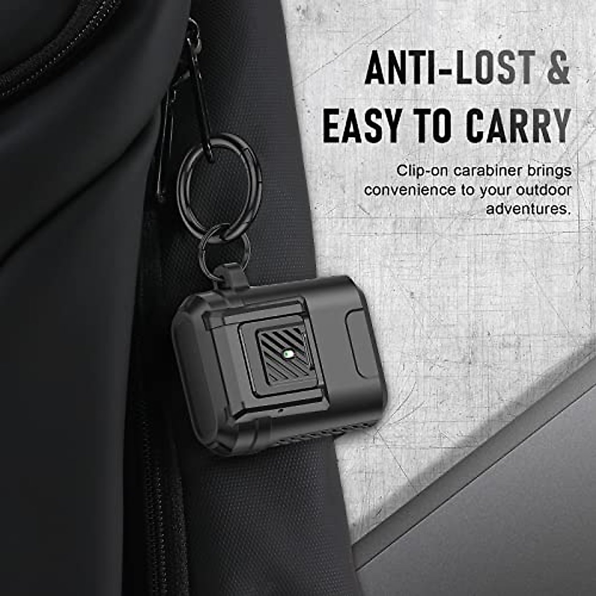 Youtec Compatible with Airpods 2&1 Case Cover with Cleaner Kit, Military Hard Shockproof Airpods Case Cover Protective Case with Automatic Secure Lock & Keychain（10 in 1） (Black-1)