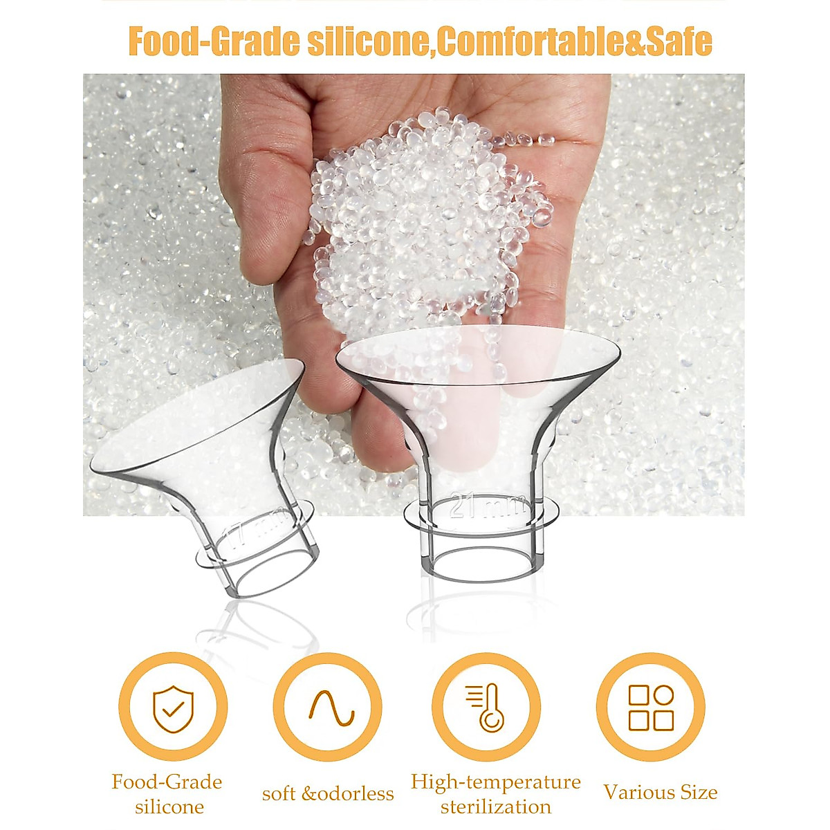 Flange Inserts 13/15/17/19/21mm*2 10PCS,24mm Breast Pump Shields/Flanges Compatible with Momcozy S9/S9pro/S10/S12/S12pro/Spectra/Medela/TSRETE,Reduce 24mm Tunnel Down to Correct Size