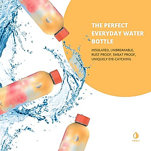 HEMLI Tie Dye Water Bottle, 17 oz. Insulated Water Bottle Stainless Steel Vacuum Insulated Double-Wall Thermos