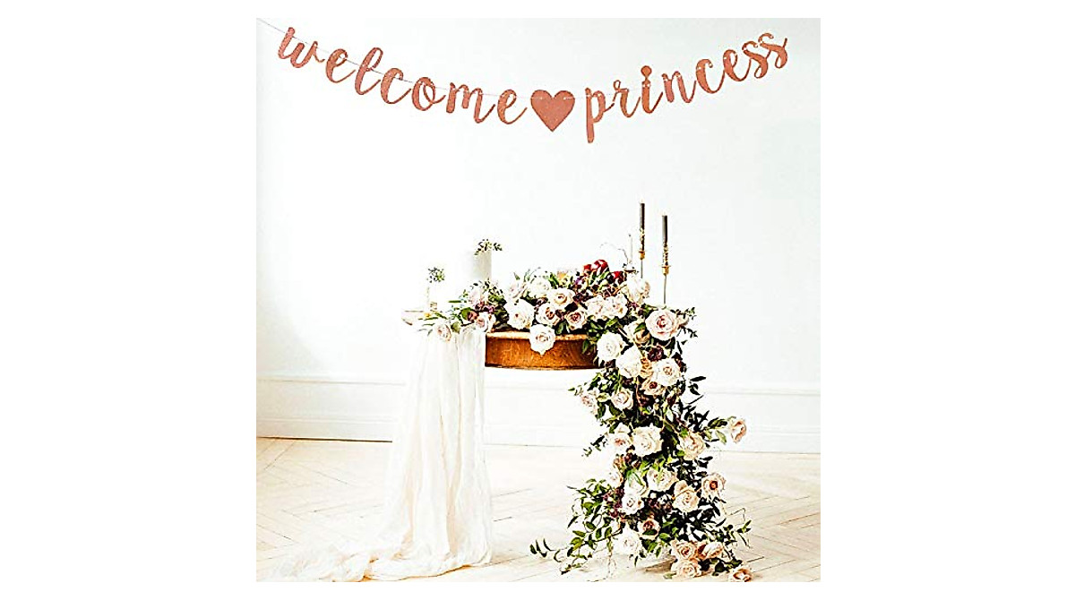 Rose Gold Welcome Princess Banner - Baby Shower Girl Decor