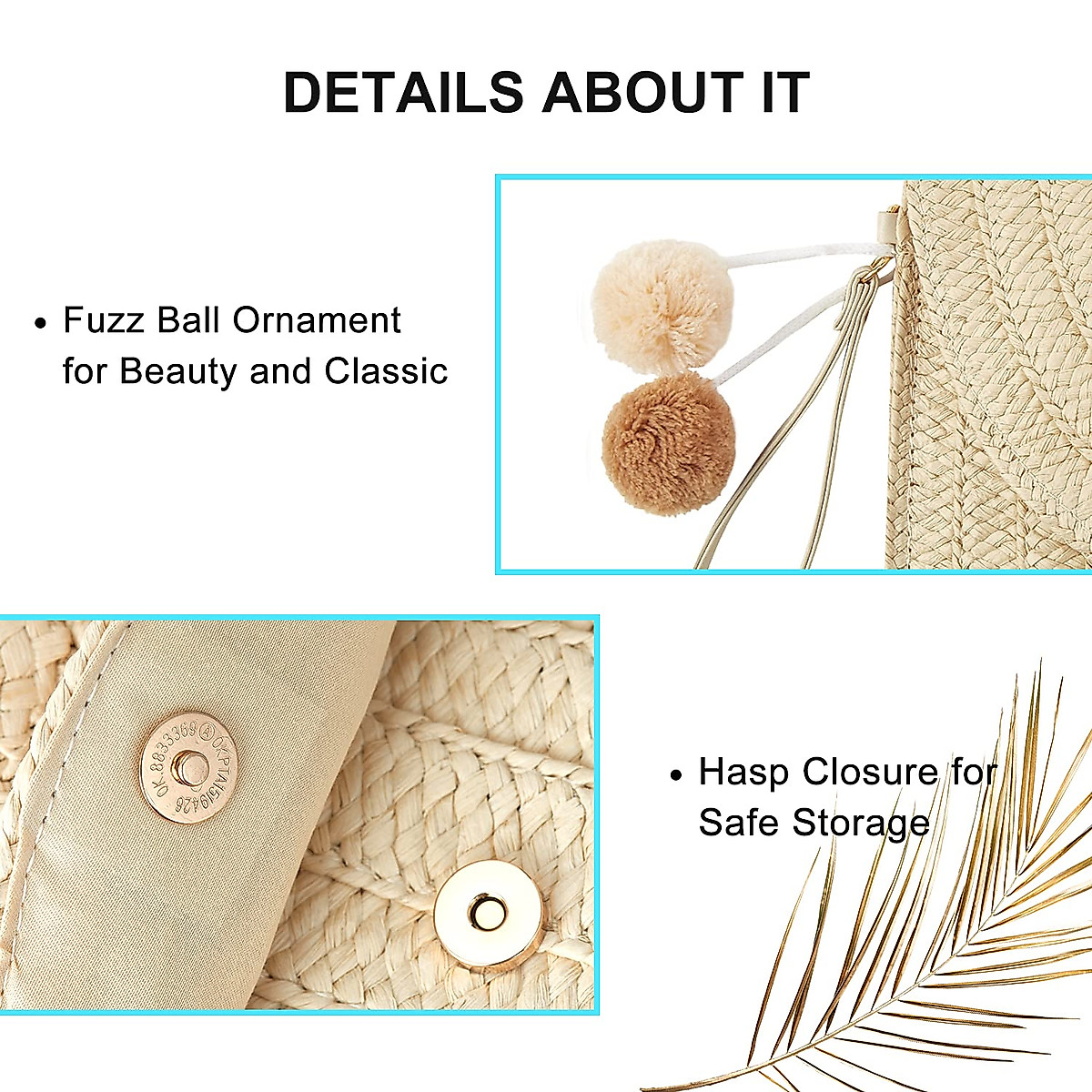 FARVALUE Women's Straw Shoulder Crossbody Bag Summer Woven Purse Beach Straw Envelope Clutch Wallet for Women