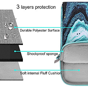 MOSISO Laptop Shoulder Bag Compatible with MacBook Air/Pro,13-13.3 inch Notebook,Compatible with MacBook Pro 14 inch 2023-2021 A2779 M2 A2442 M1,Creative Wave Marble Briefcase Sleeve with Belt