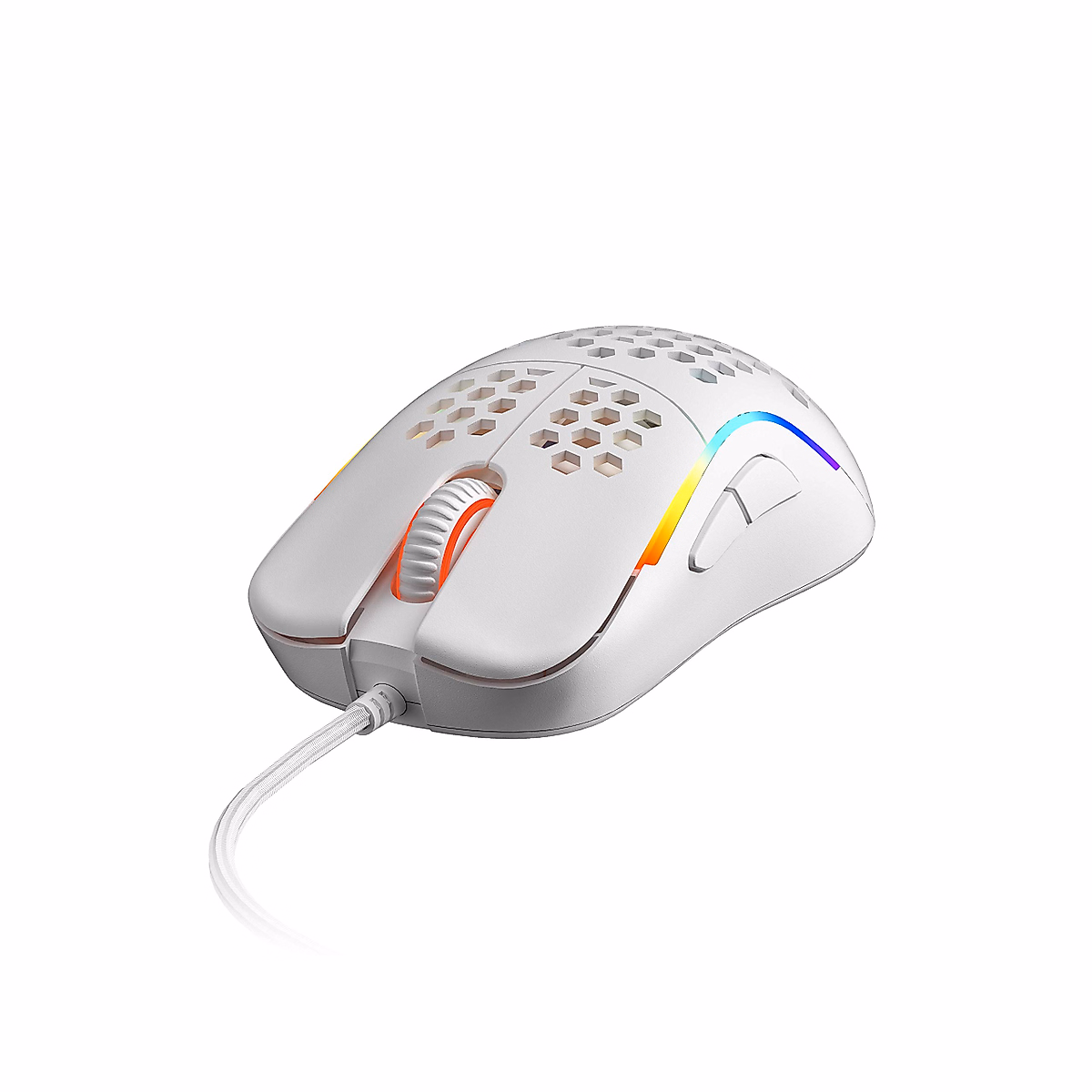 HK Gaming NAOS M Ultra Lightweight Honeycomb Shell Ambidextrous Wired RGB Gaming Mouse 12 000 cpi | 7 Buttons | 59 g (Naos-M, White)