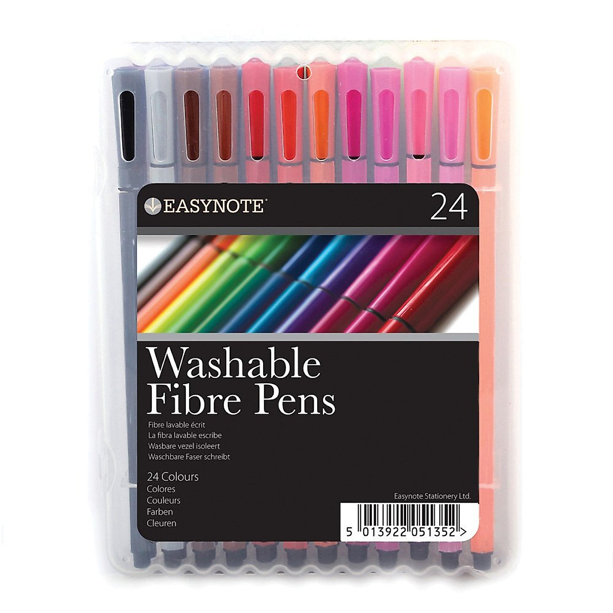 Easynote 24 washable fibre tipped colouring pens - set of 24 assorted colours