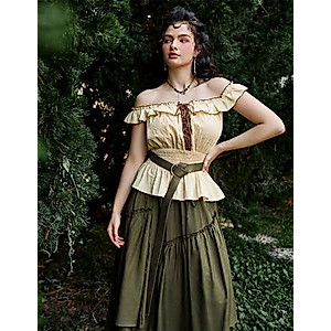 Scarlet Darkness Renaissance Pirate Leather Ring Belt Goth Retro Belt Green